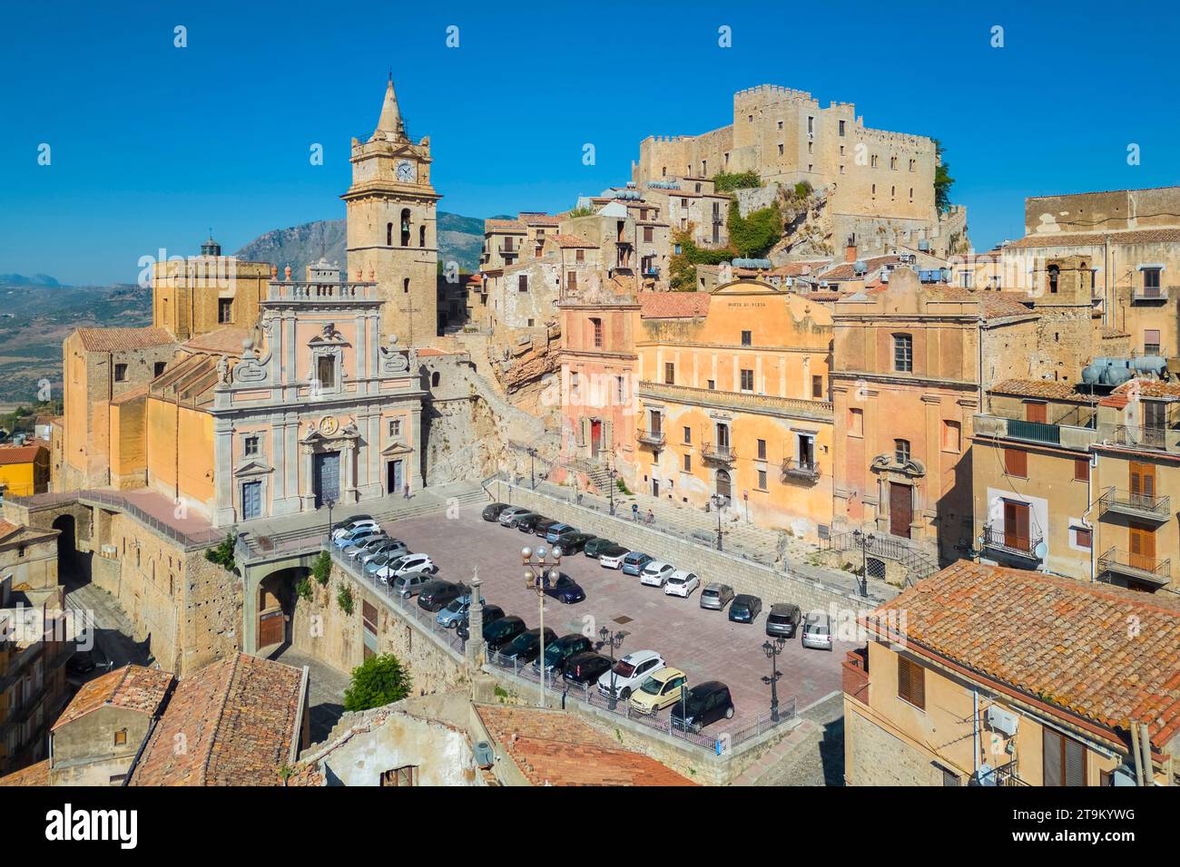 Aerial view of the ancient castle of Caccamo, Palermo district, Sicily ...
