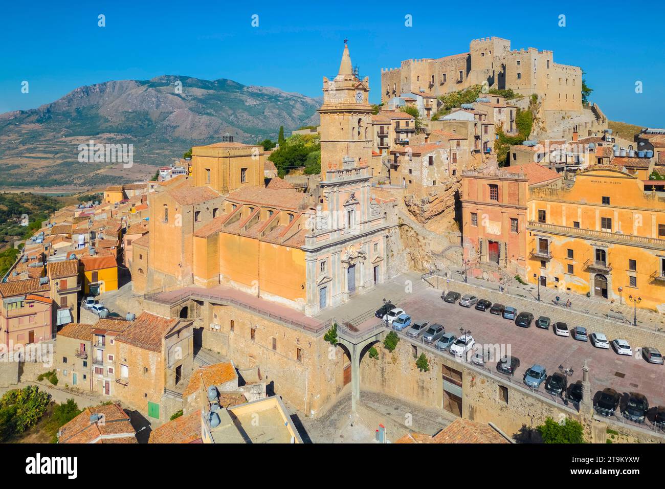 Aerial view of the ancient castle of Caccamo, Palermo district, Sicily ...