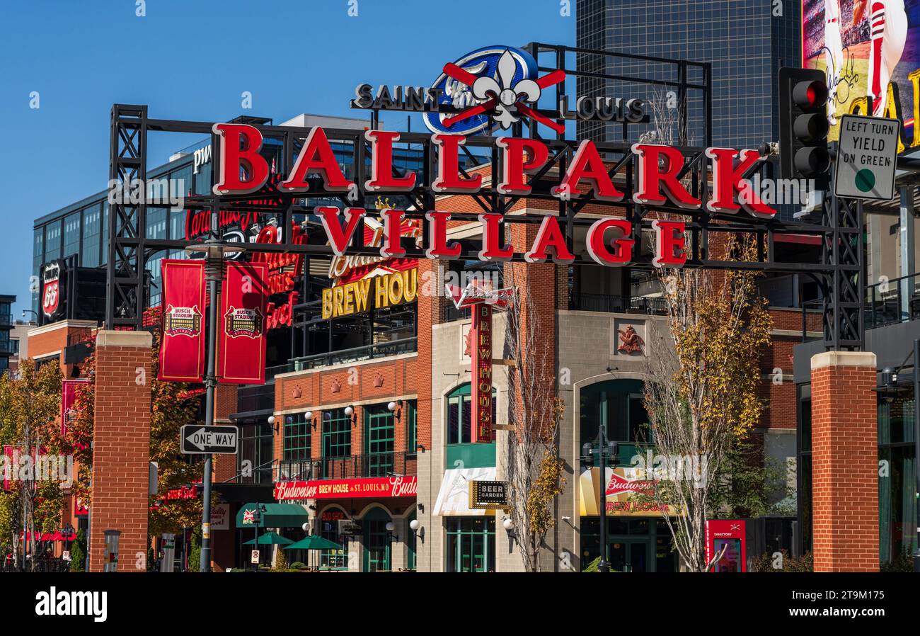 St Louis, MO - 21 October 2023: Sign outside the Saint Louis Ballpark ...