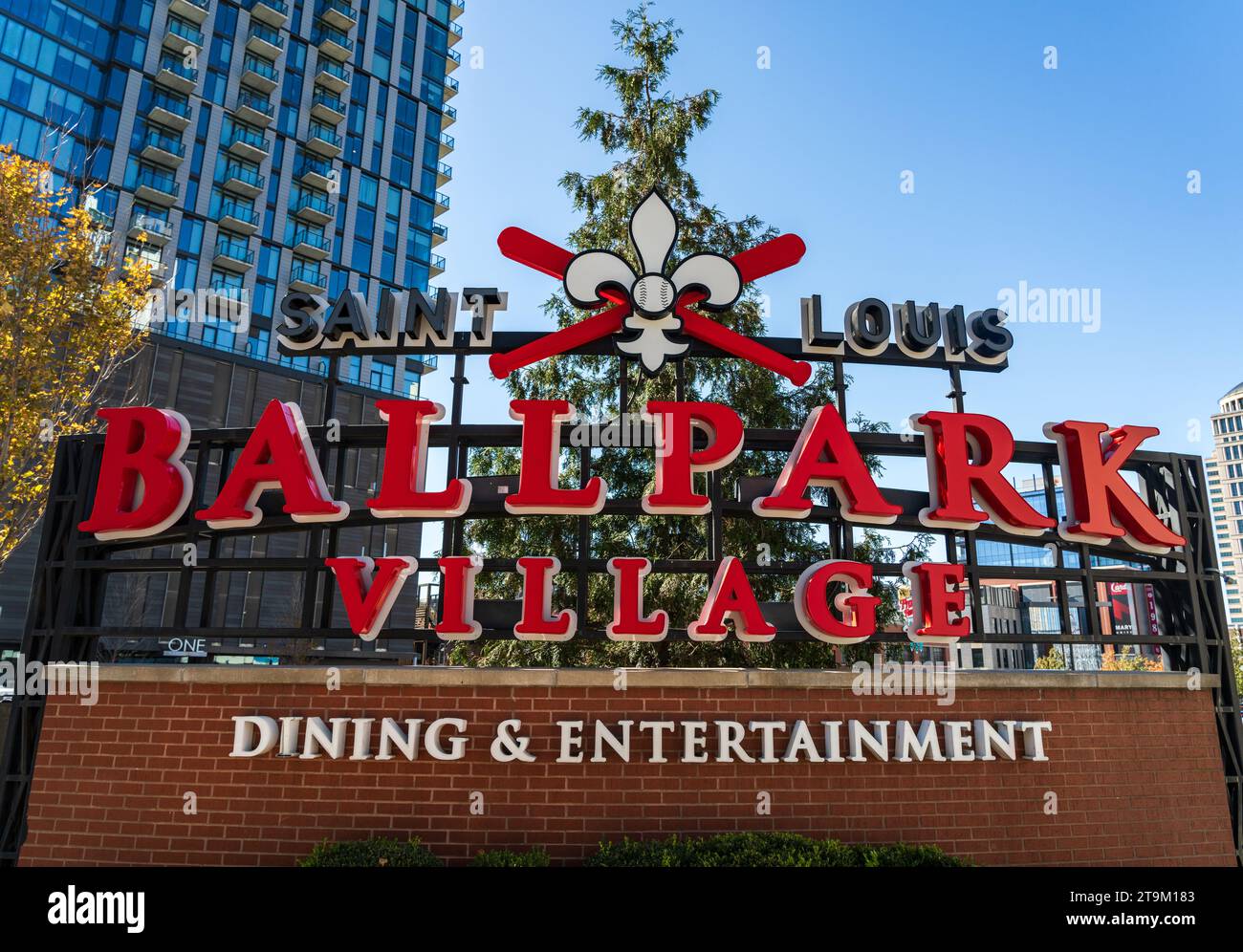 St Louis, MO - 21 October 2023: Sign outside the Saint Louis Ballpark ...