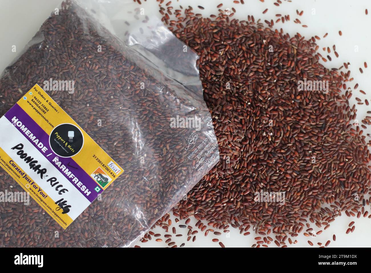 Mumbai, India, July 17 2023: Poongar rice sold by pepper and nuts. It ...