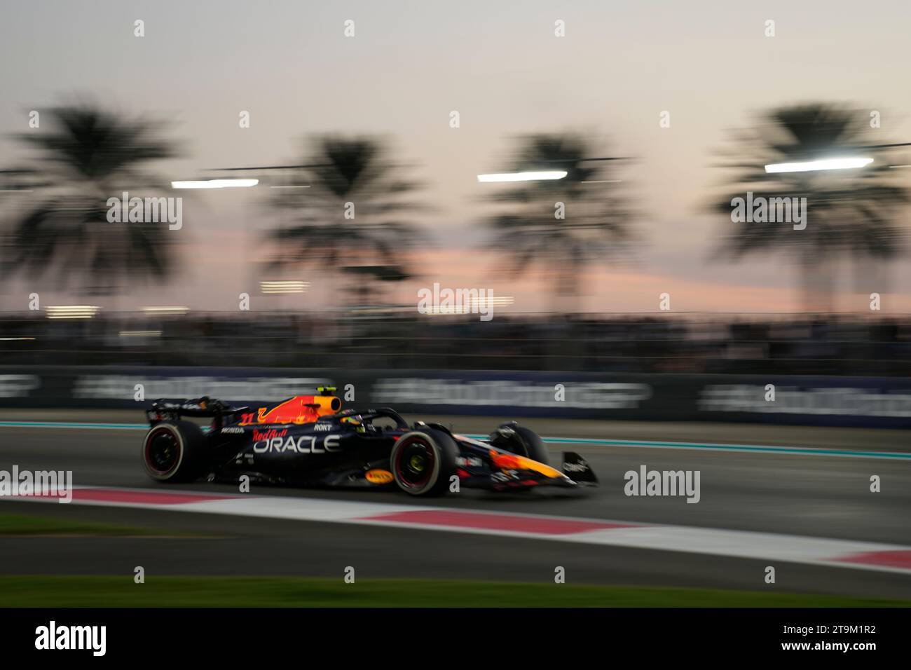 Red Bull driver Sergio Perez of Mexico steers his car during the Abu Dhabi Formula One Grand ...
