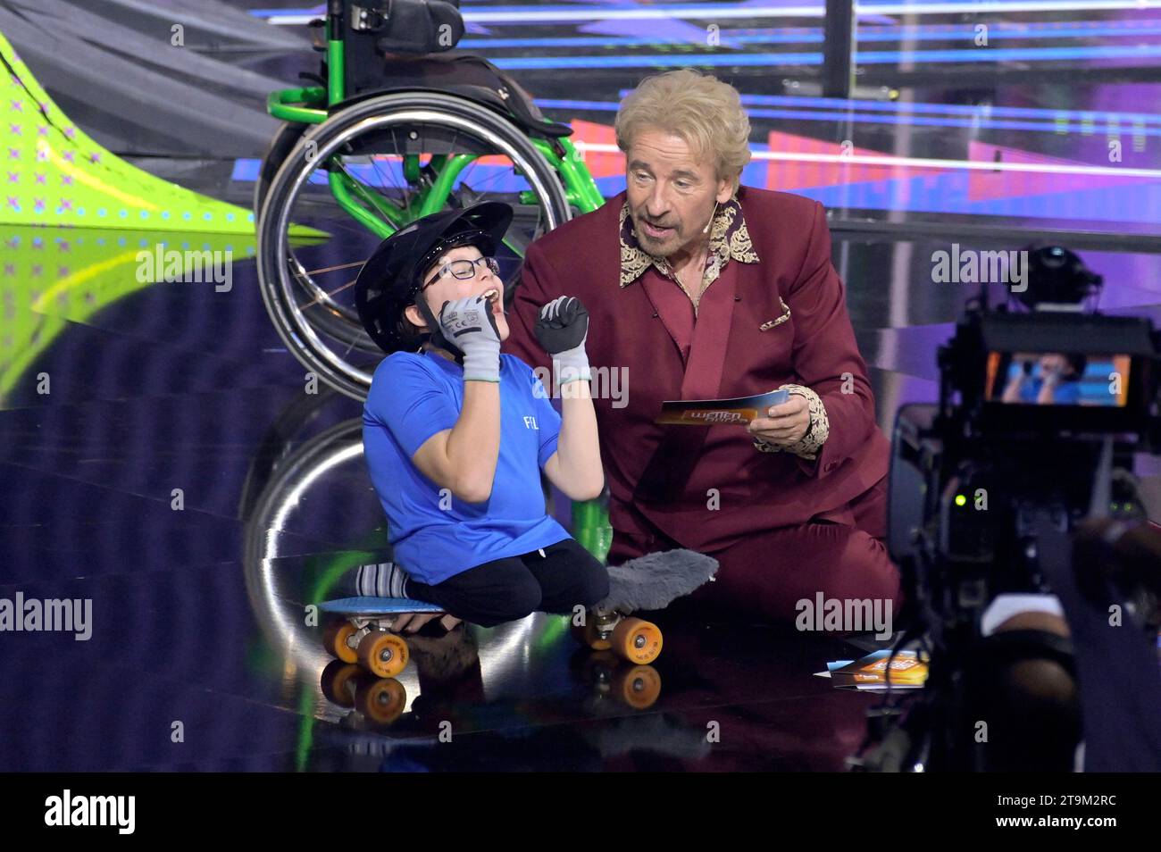 Thomas Gottschalk mit Wettkandidat Felix Mayr in der ZDF ...