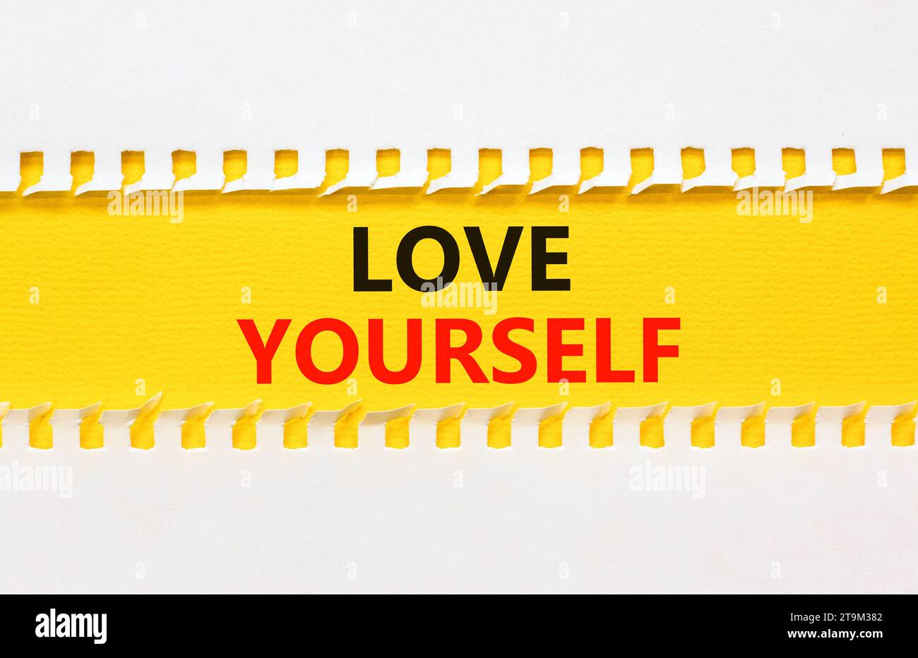 Love yourself symbol. Concept words Love yourself on beautiful yellow ...