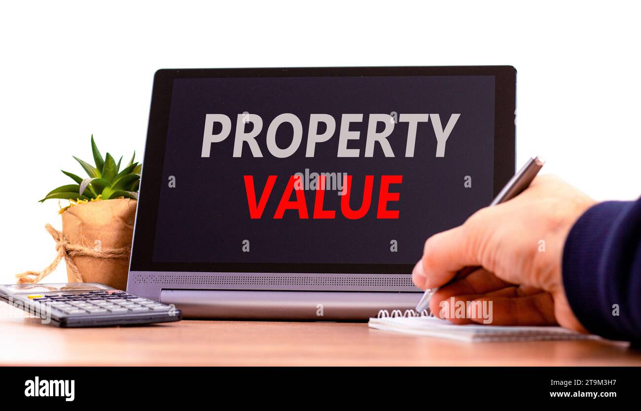 Property value symbol. Concept words Property value on beautiful black ...
