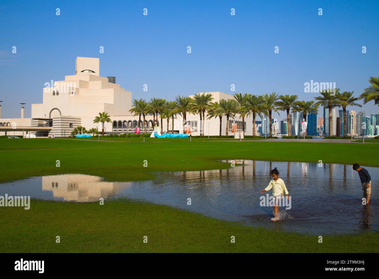 Qatar, Doha, Museum of Islamic Art, I.M.Pei architect, MIA Park, people ...
