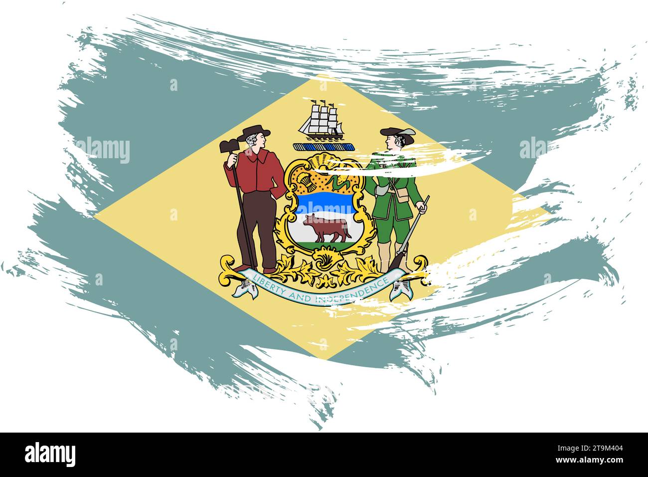 Delaware US State brush stroke flag vector background. Hand drawn ...