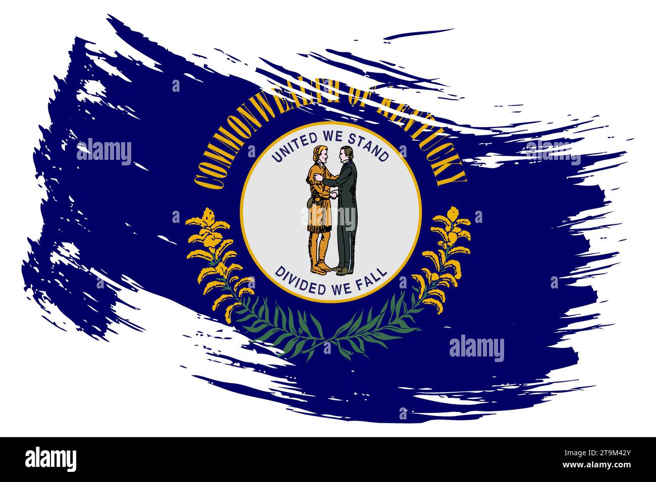 Kentucky US State brush stroke flag vector background. Hand drawn ...