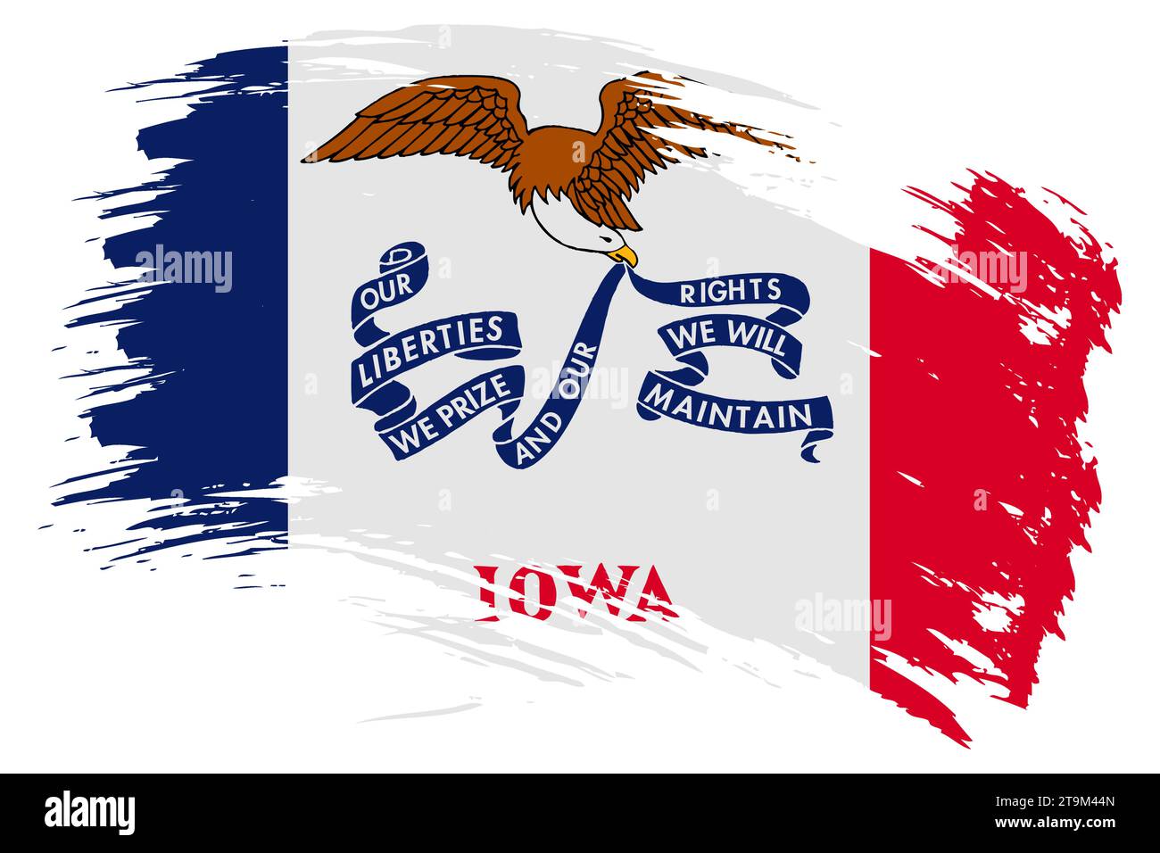 Iowa US State brush stroke flag vector background. Hand drawn grunge ...
