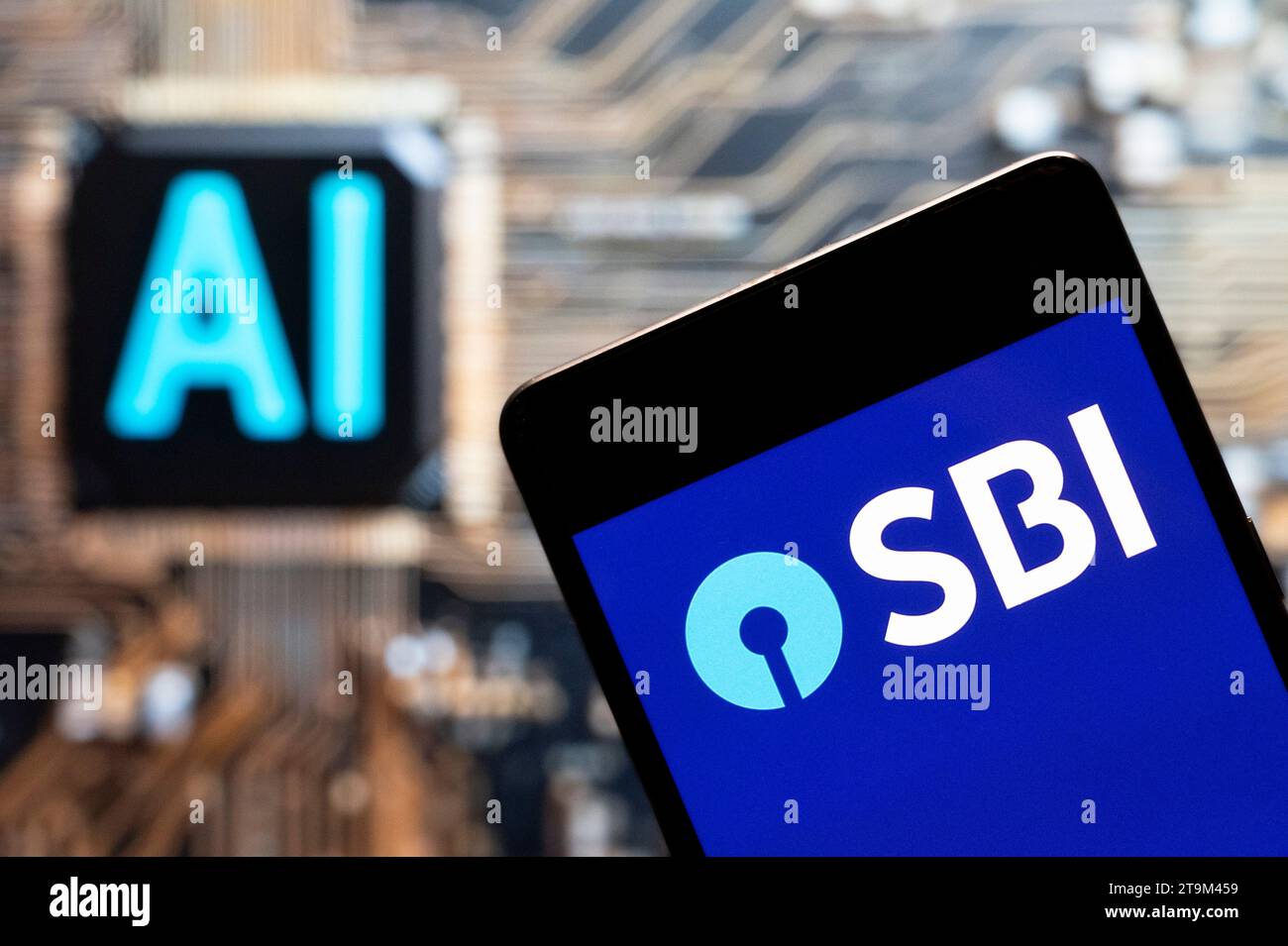 In this photo illustration, the Indian multinational, public sector banking and financial ...