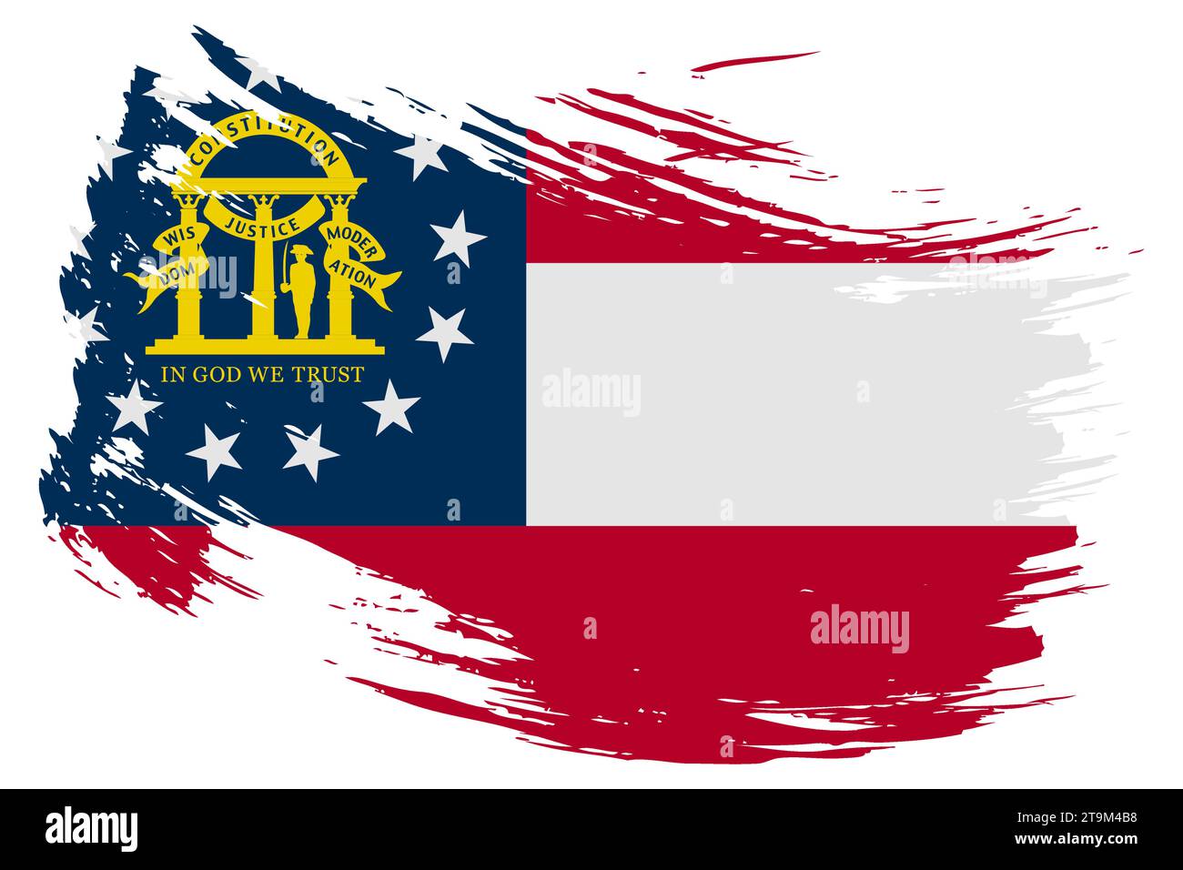 Georgia US State brush stroke flag vector background. Hand drawn grunge ...