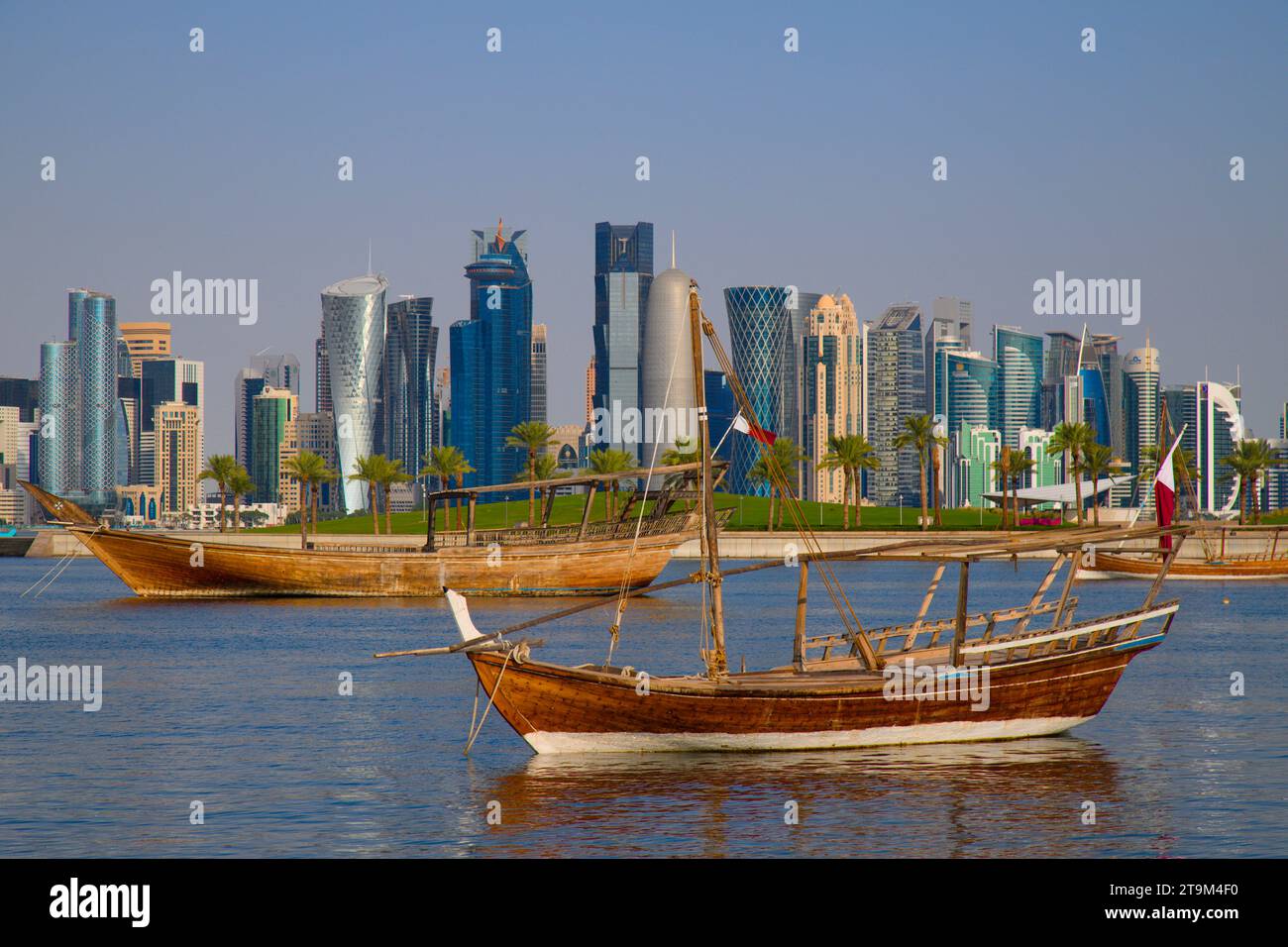 Qatar, Doha, dhow harbour, West Bay skyline Stock Photo - Alamy