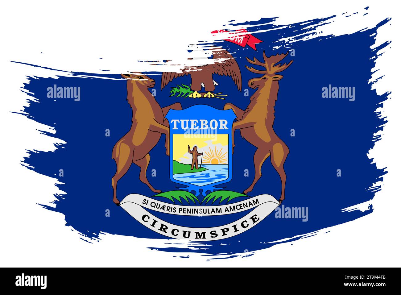 Michigan US State brush stroke flag vector background. Hand drawn ...