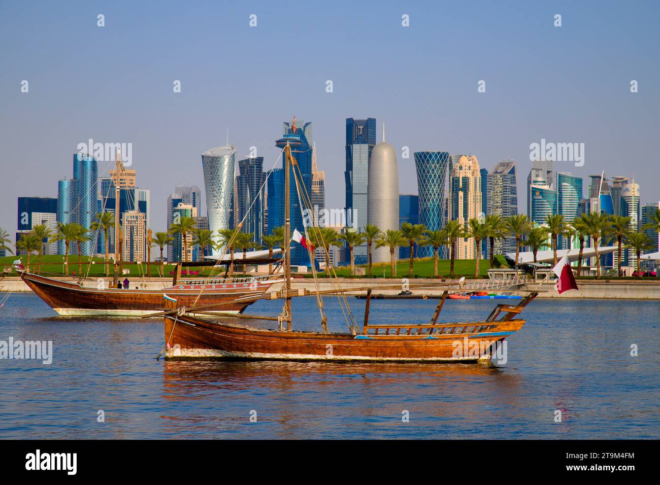 Qatar, Doha, dhow harbour, West Bay skyline Stock Photo - Alamy