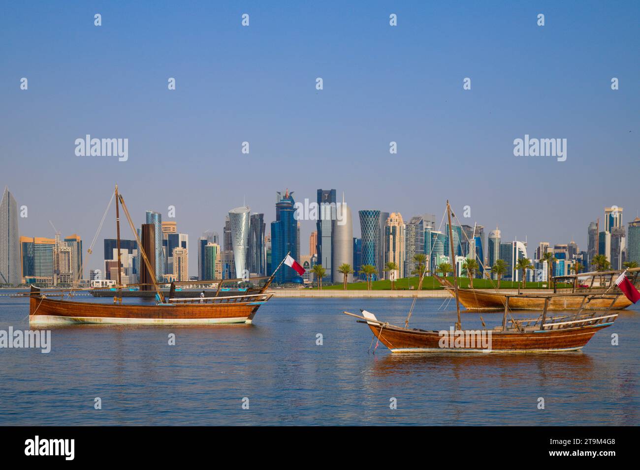 Qatar, Doha, dhow harbour, West Bay skyline Stock Photo - Alamy