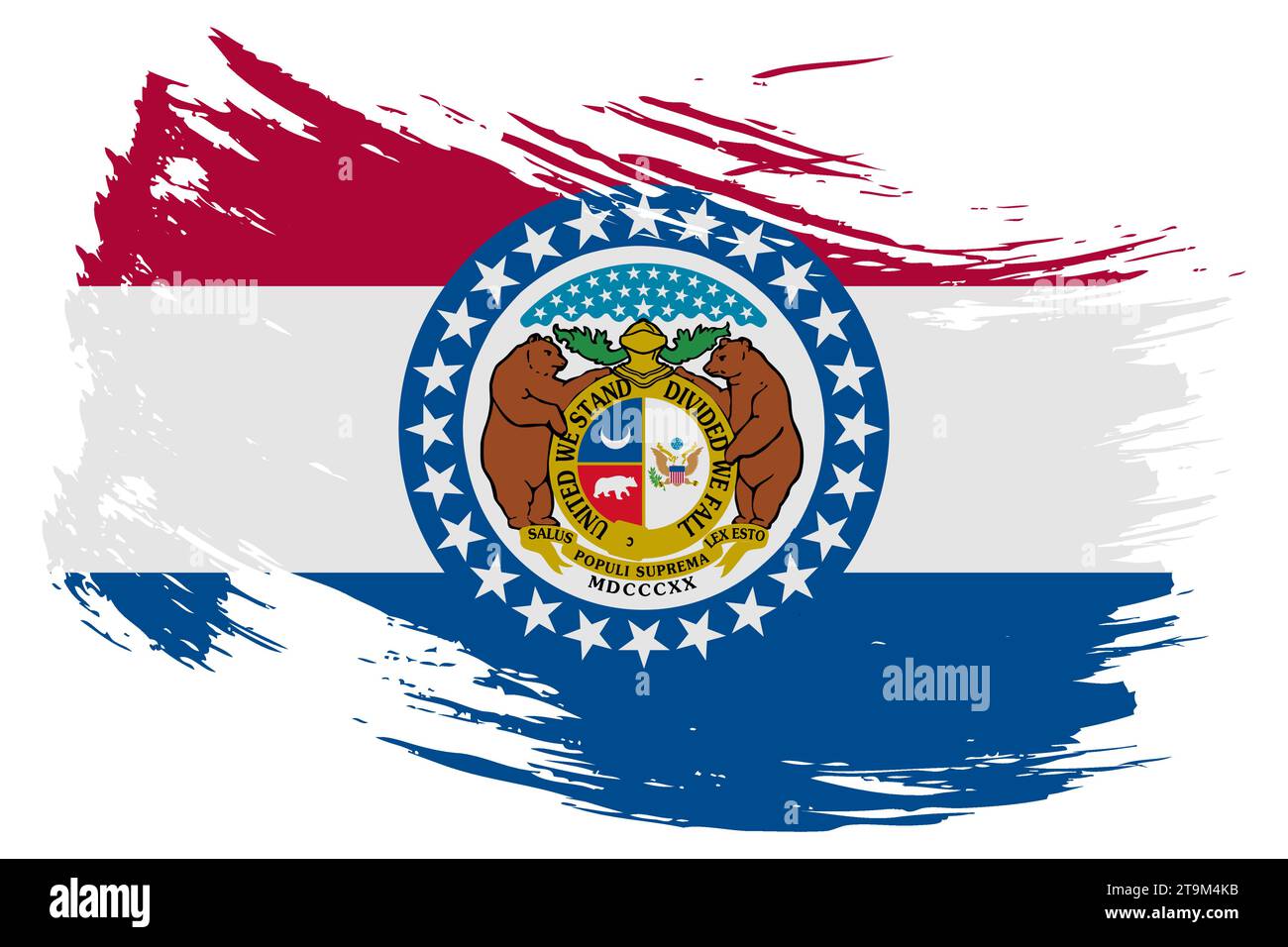 Missouri US State brush stroke flag vector background. Hand drawn ...