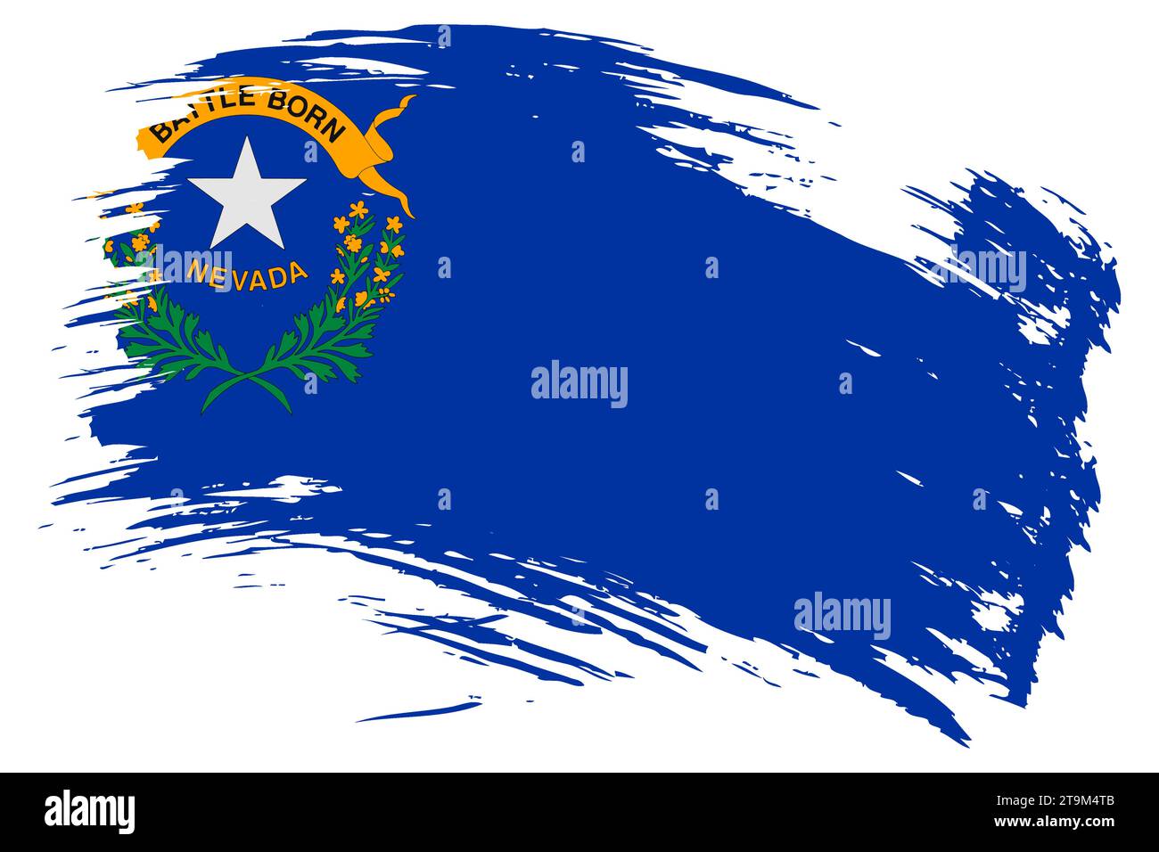 Nevada US State brush stroke flag vector background. Hand drawn grunge ...
