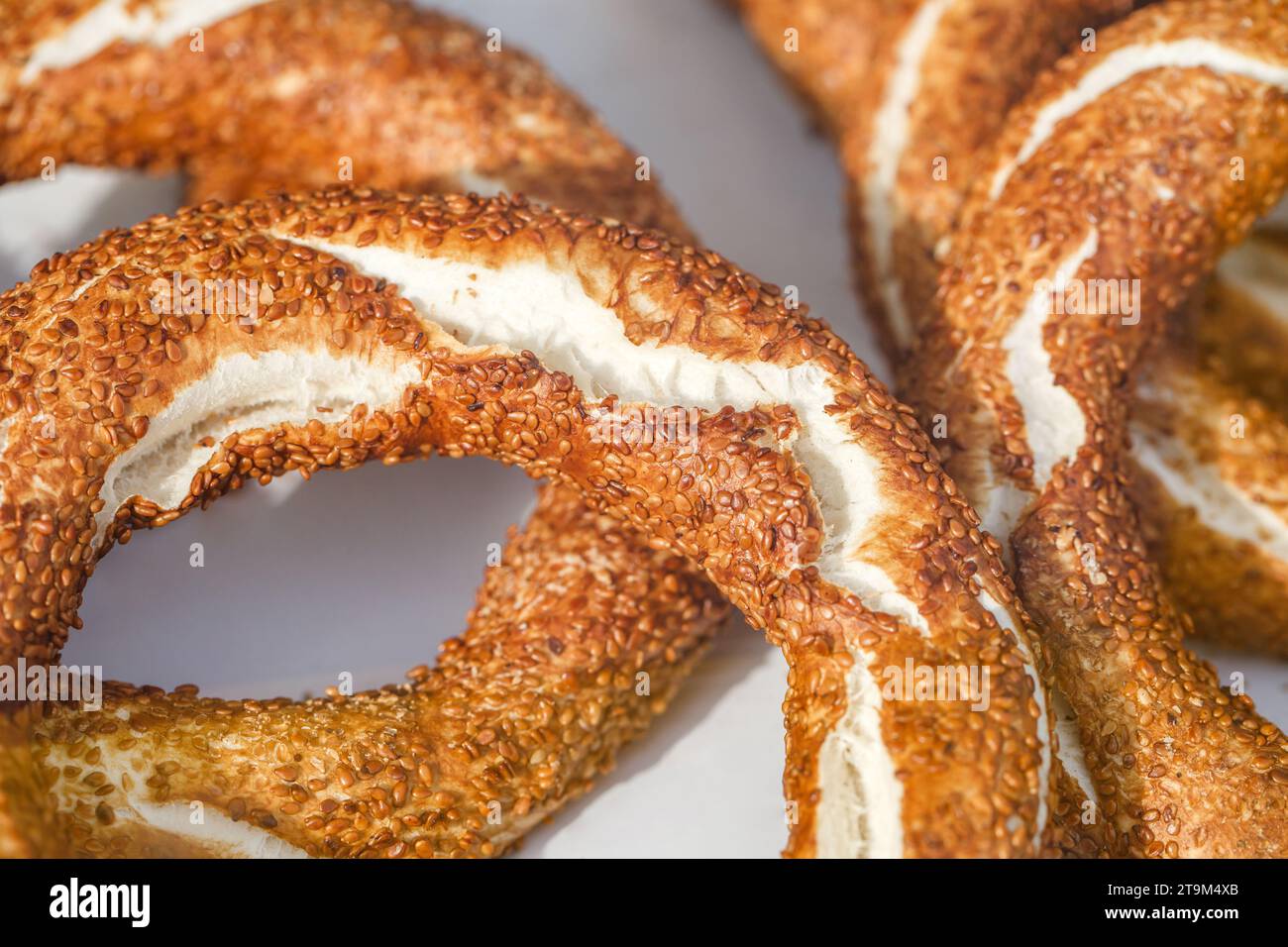 Simit, Turkish bakery products made of dough, bagel with sesame seeds ...