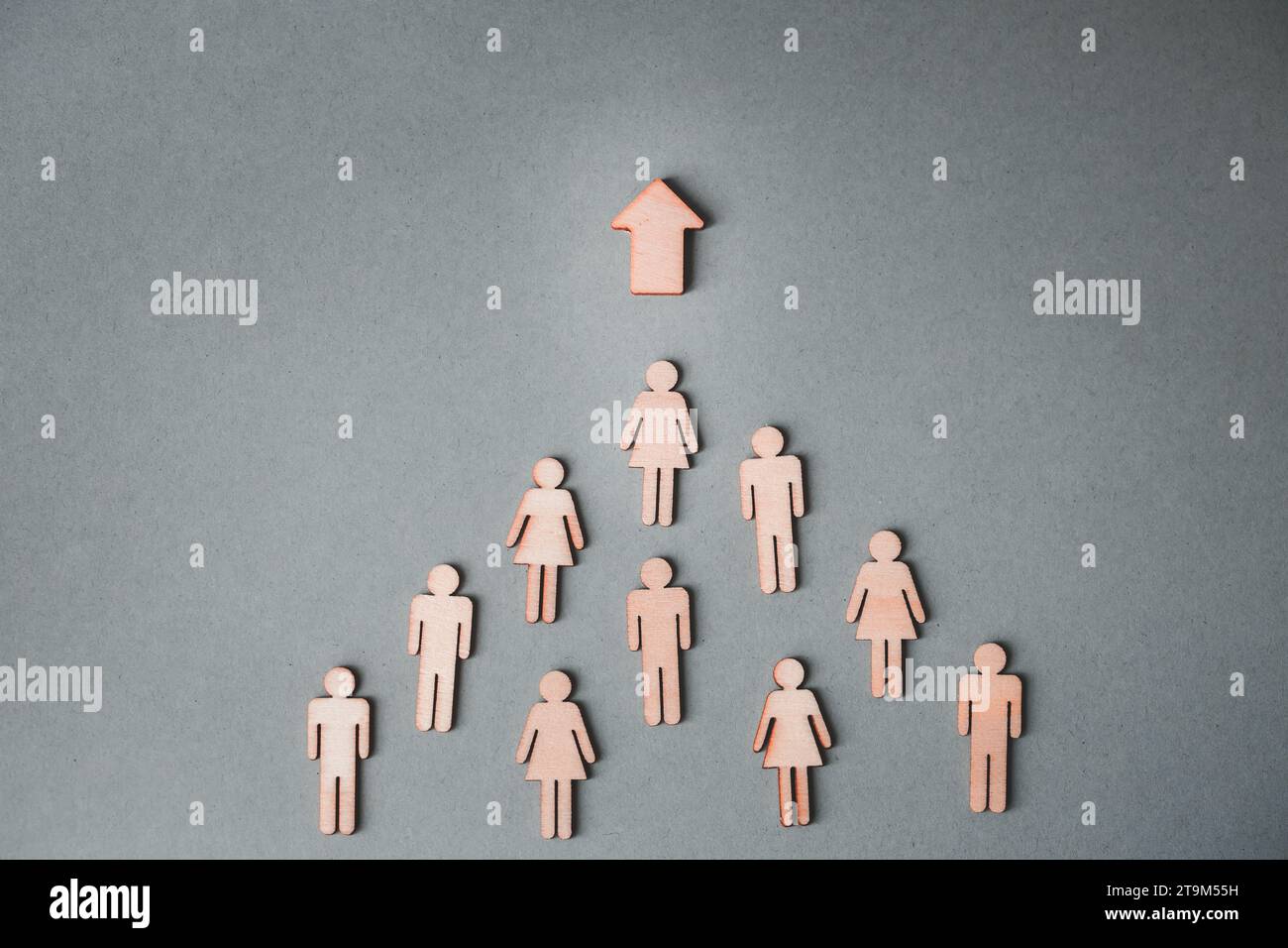 Group following the leader, Organization symbol, Arrow and wooden ...