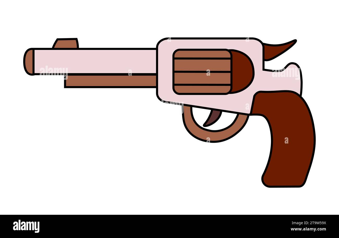 Gun revolver in cartoon style. Cowboy Western Handgun. Pistol Wild West ...