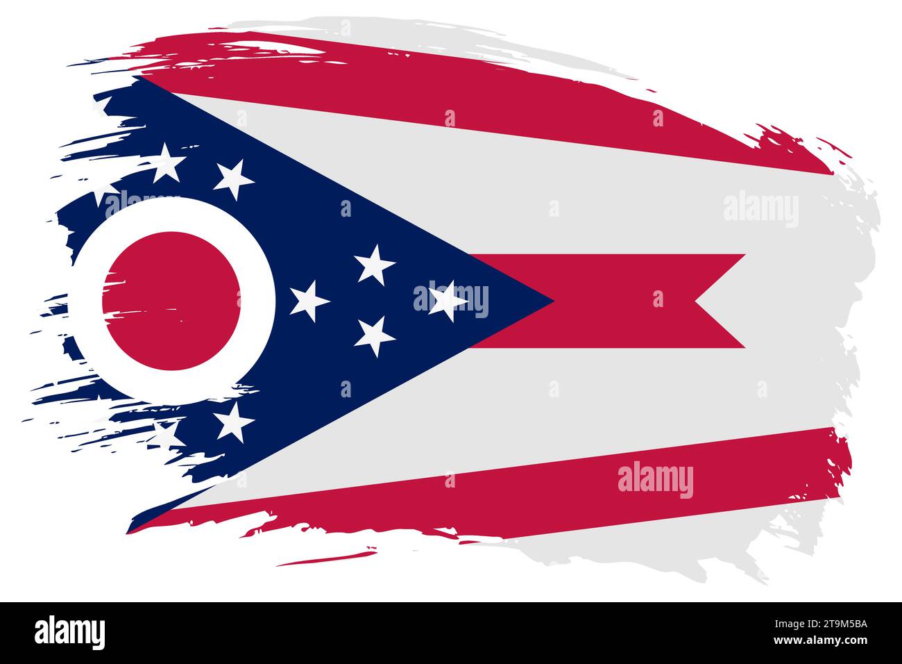Ohio US State brush stroke flag vector background. Hand drawn grunge ...