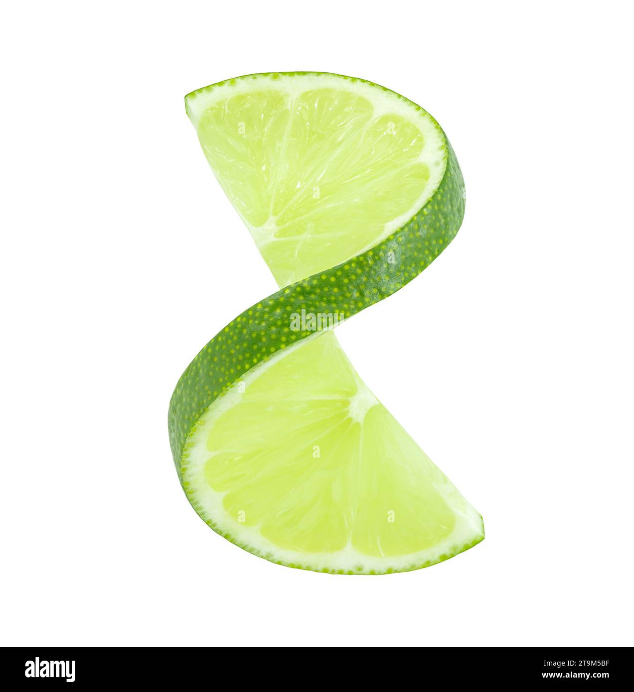 Lime slice cut off turned out isolated on a white background with ...