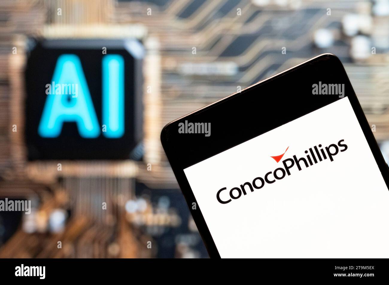 In this photo illustration, the American multinational ConocoPhillips ...