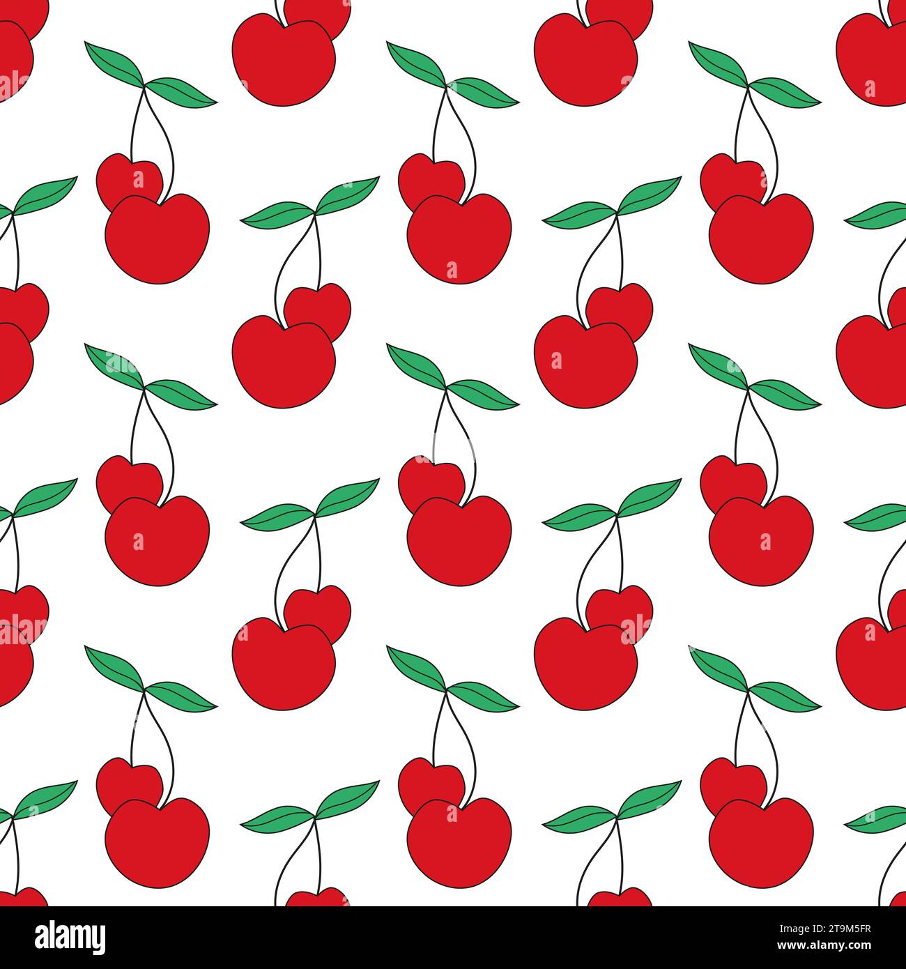 Seamless pattern with cherries in form hearts. Valentine day background ...