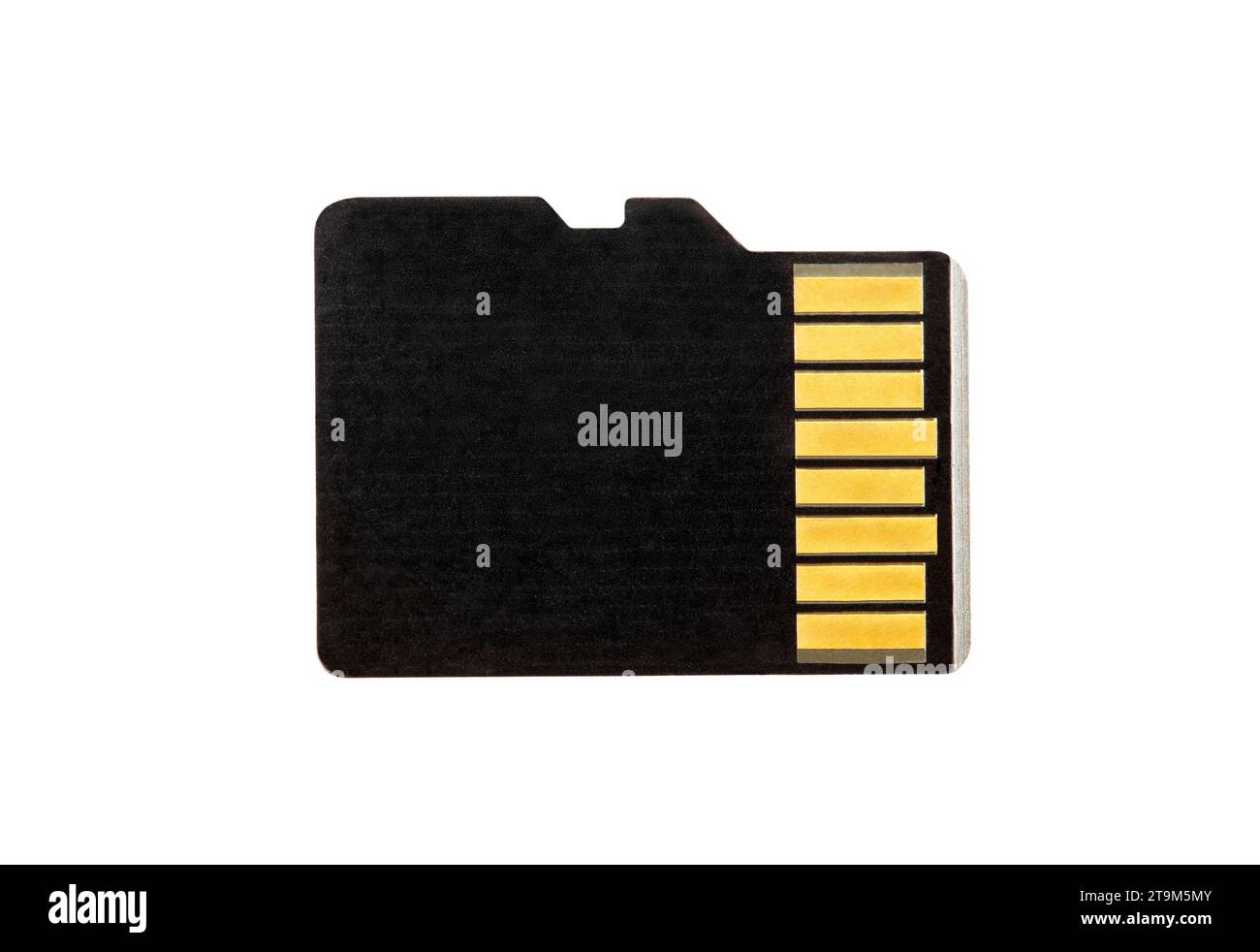 Microsd memory card, close-up macro view, isolated on white background ...