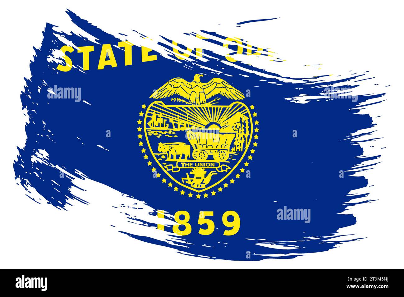 Oregon US State brush stroke flag vector background. Hand drawn grunge ...
