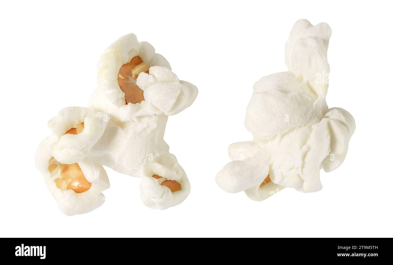 Popcorn, two open corn, isolated on white background with clipping path ...