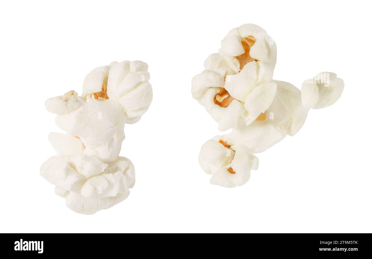 Popcorn, two open corn, isolated on white background with clipping path ...