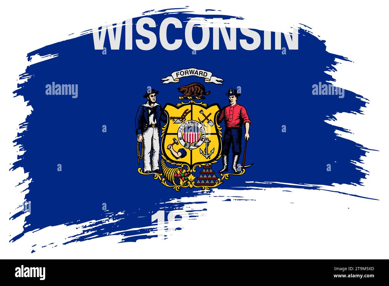 Wisconsin US State brush stroke flag vector background. Hand drawn ...