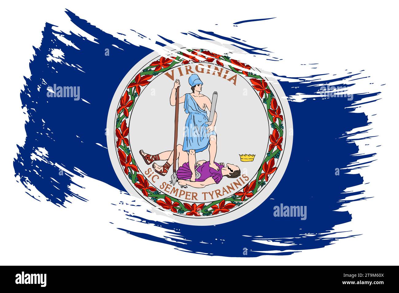Virginia US State brush stroke flag vector background. Hand drawn ...