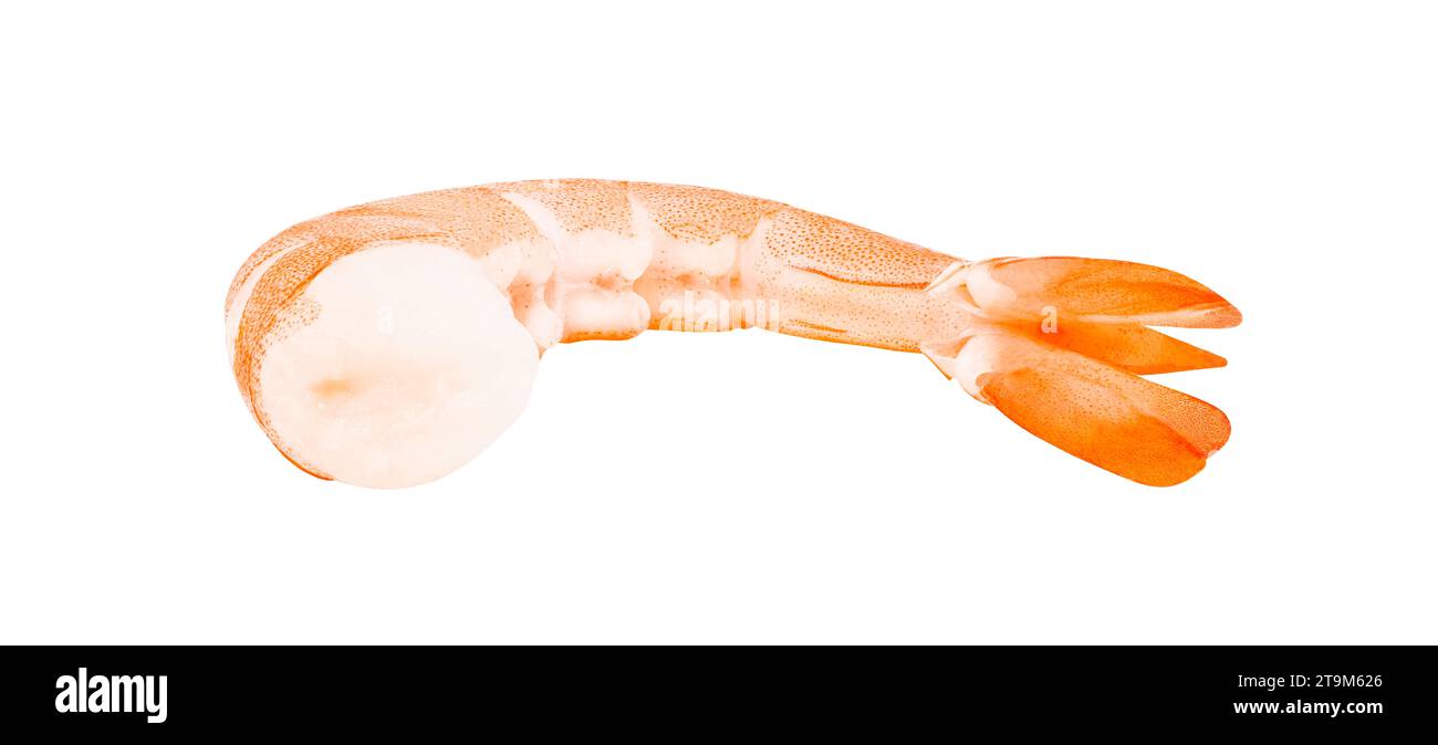 Shrimp cooked, peeled prawn, isolated on white background with clipping ...