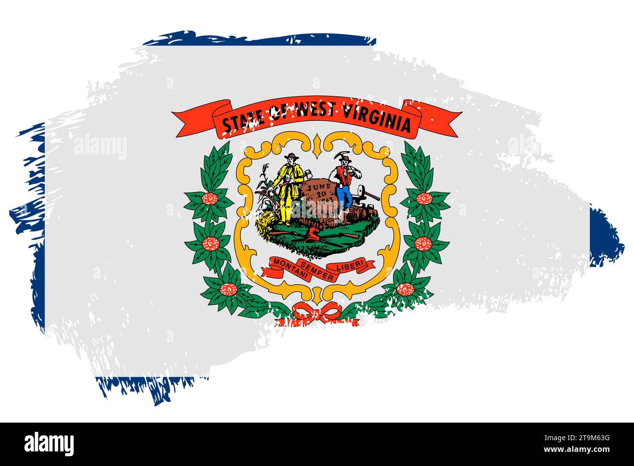 West Virginia US State brush stroke flag vector background. Hand drawn ...