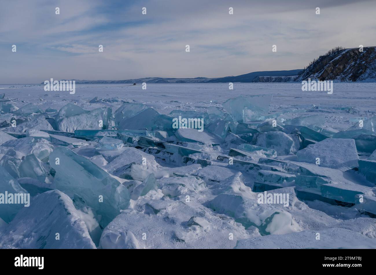 Ice hummock on the ice of lake Baikal. On the ice of Lake Baikal ...
