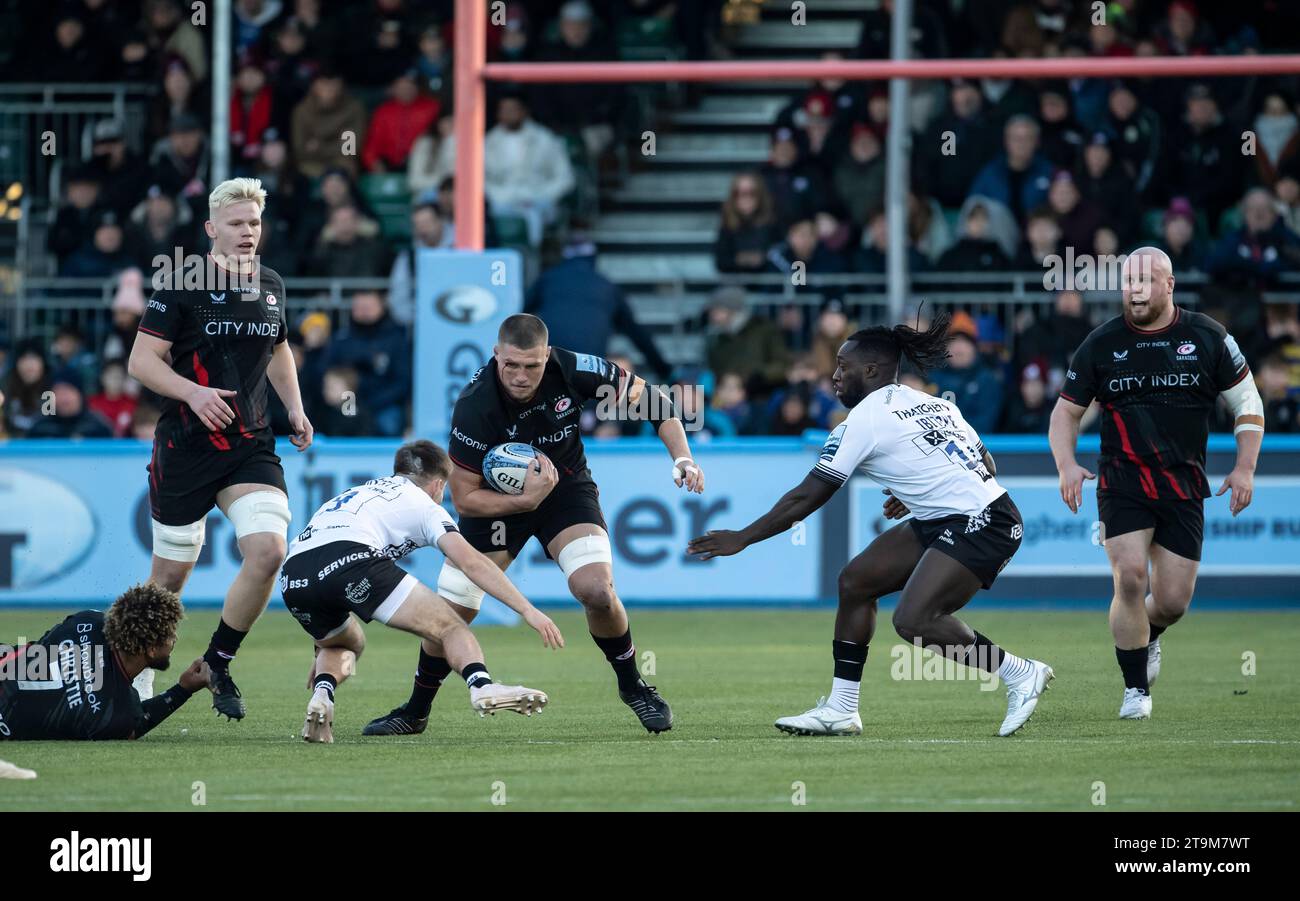 Saracens Tom Willis in action during the Gallagher Premiership Rugby ...