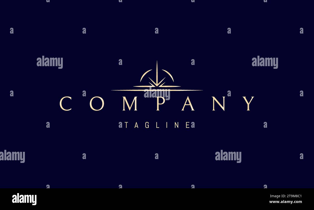 Vector golden logo with an abstract image of a dawn over the horizon ...