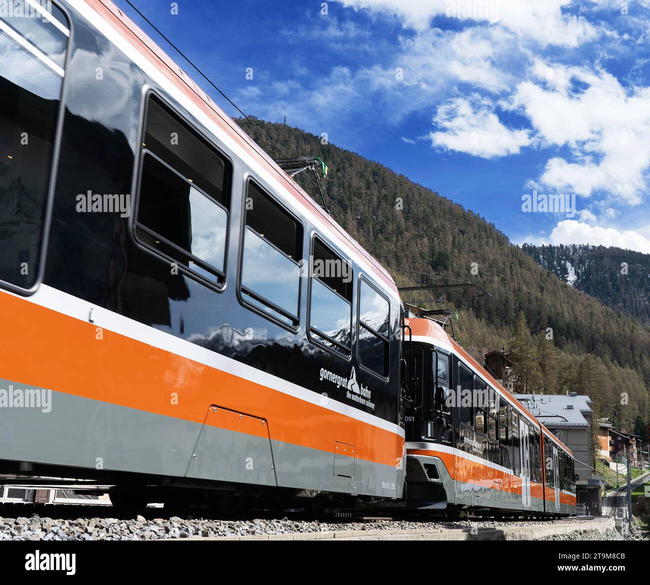 Railway carriages of the Gornergrat Bahn, Zermatt, Switzerland Stock ...