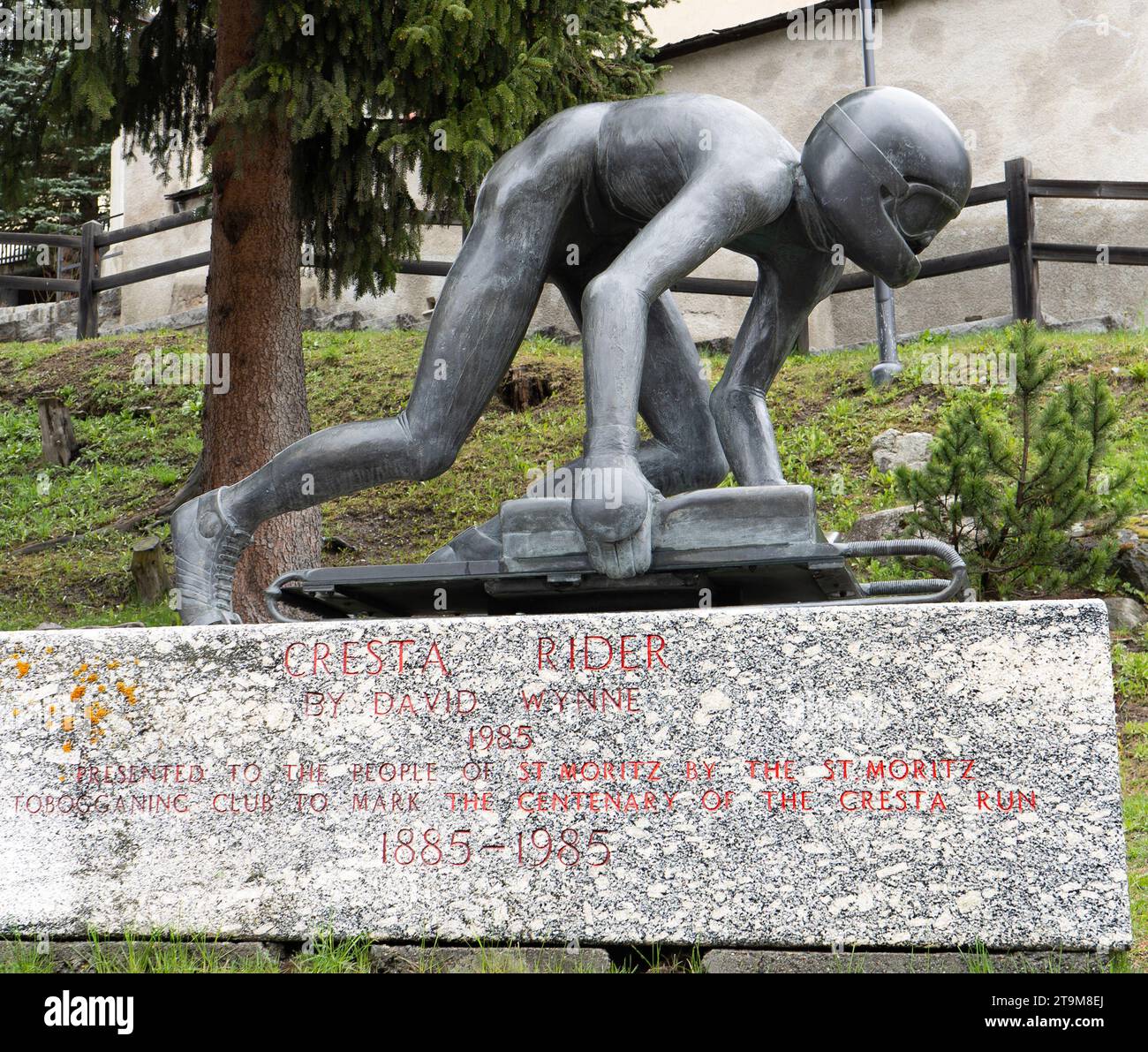 Cresta rider bronze statue, St.Moritz, Switzerland Stock Photo - Alamy