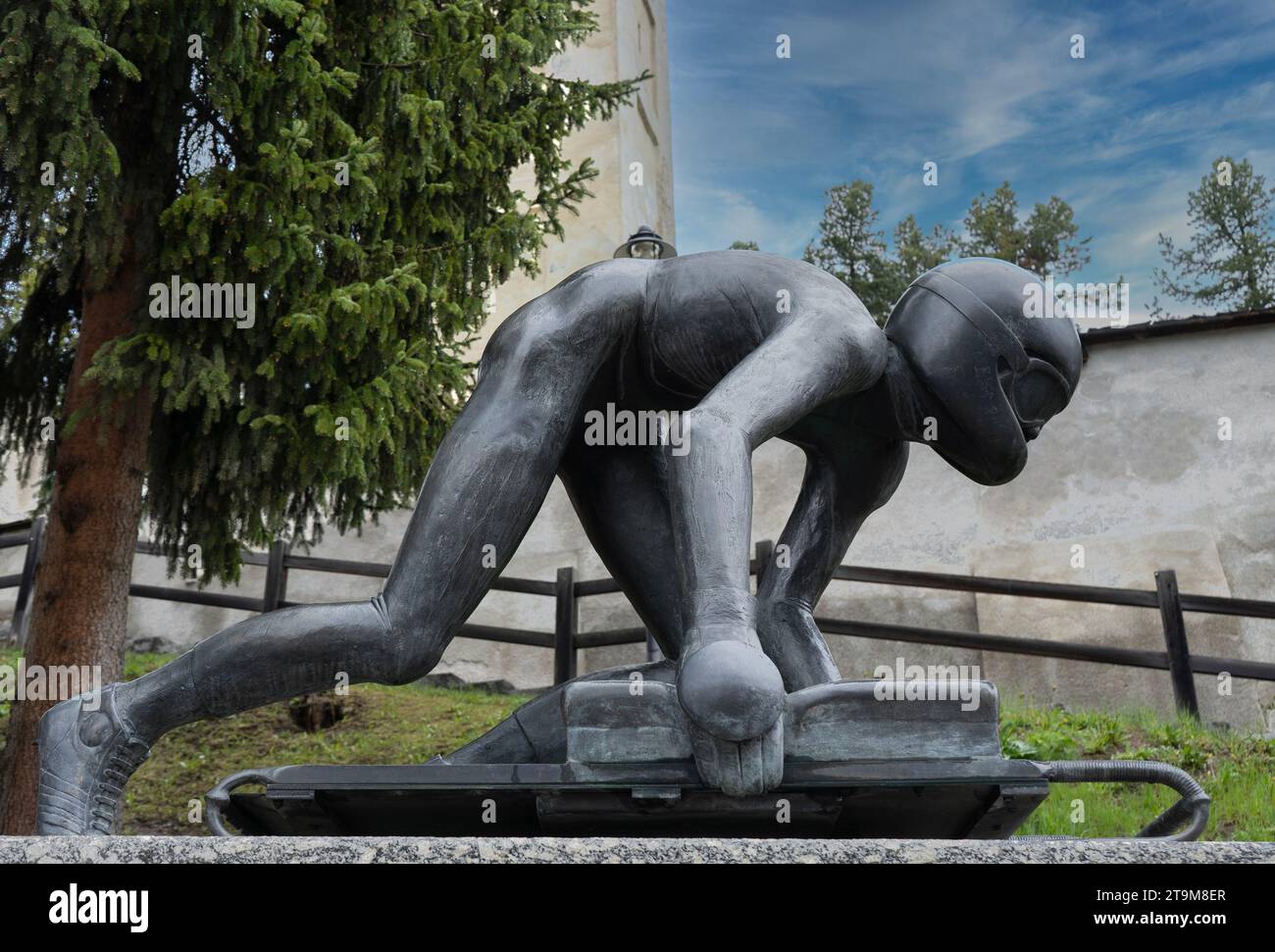 Cresta rider bronze statue, St.Moritz, Switzerland Stock Photo - Alamy