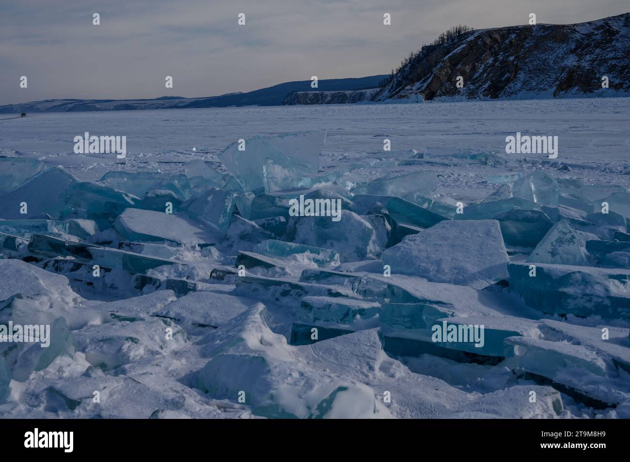 Ice hummock on the ice of lake Baikal. On the ice of Lake Baikal ...
