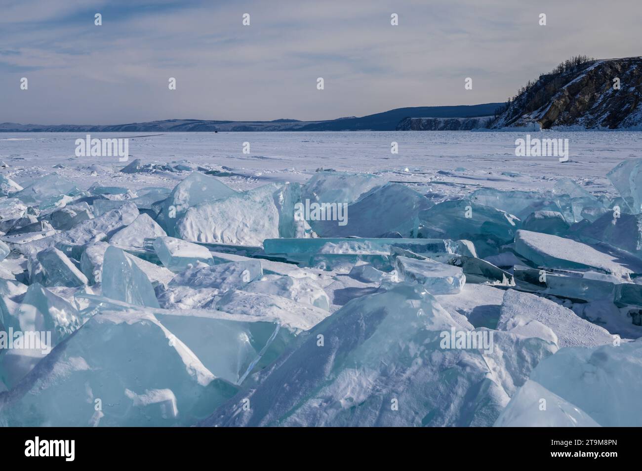 Ice hummock on the ice of lake Baikal. On the ice of Lake Baikal ...