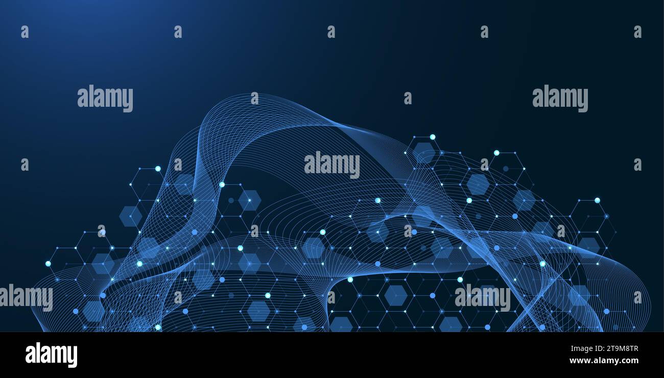 Modern technology illustration with square grid. Technology banner ...