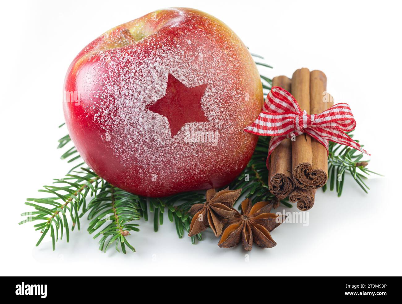 Christmas decoration isolated - apple with sugar and Christmas spices ...