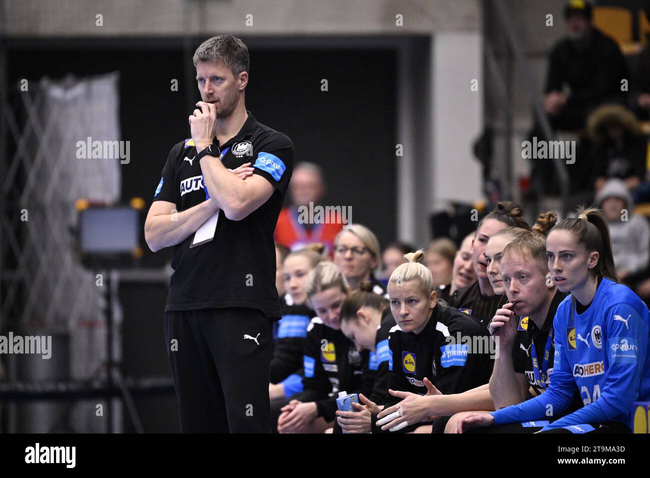 Ystad, Sweden. 26th Nov, 2023. Germany's coach Markus Gaugisch during a ...
