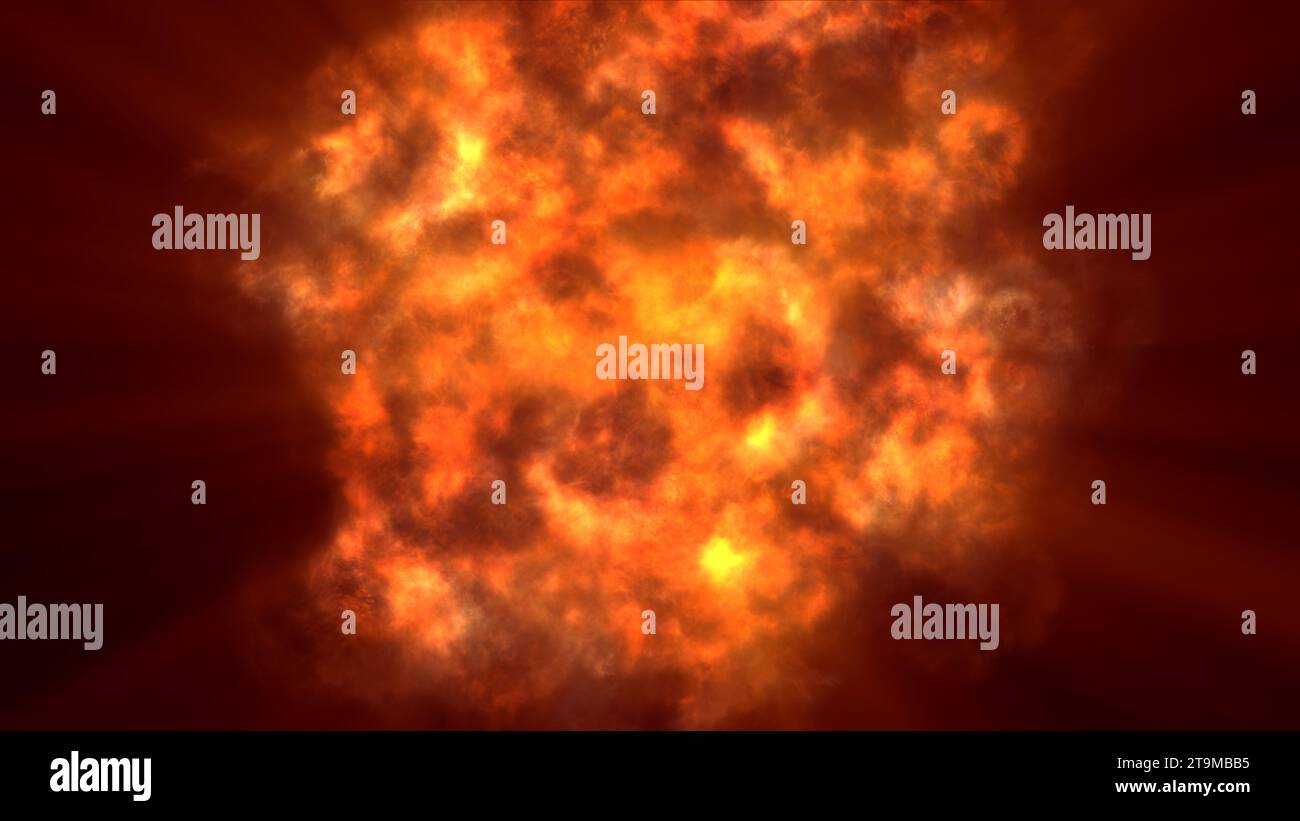 fire flame ball explosion in space, abstract illustration Stock Photo ...