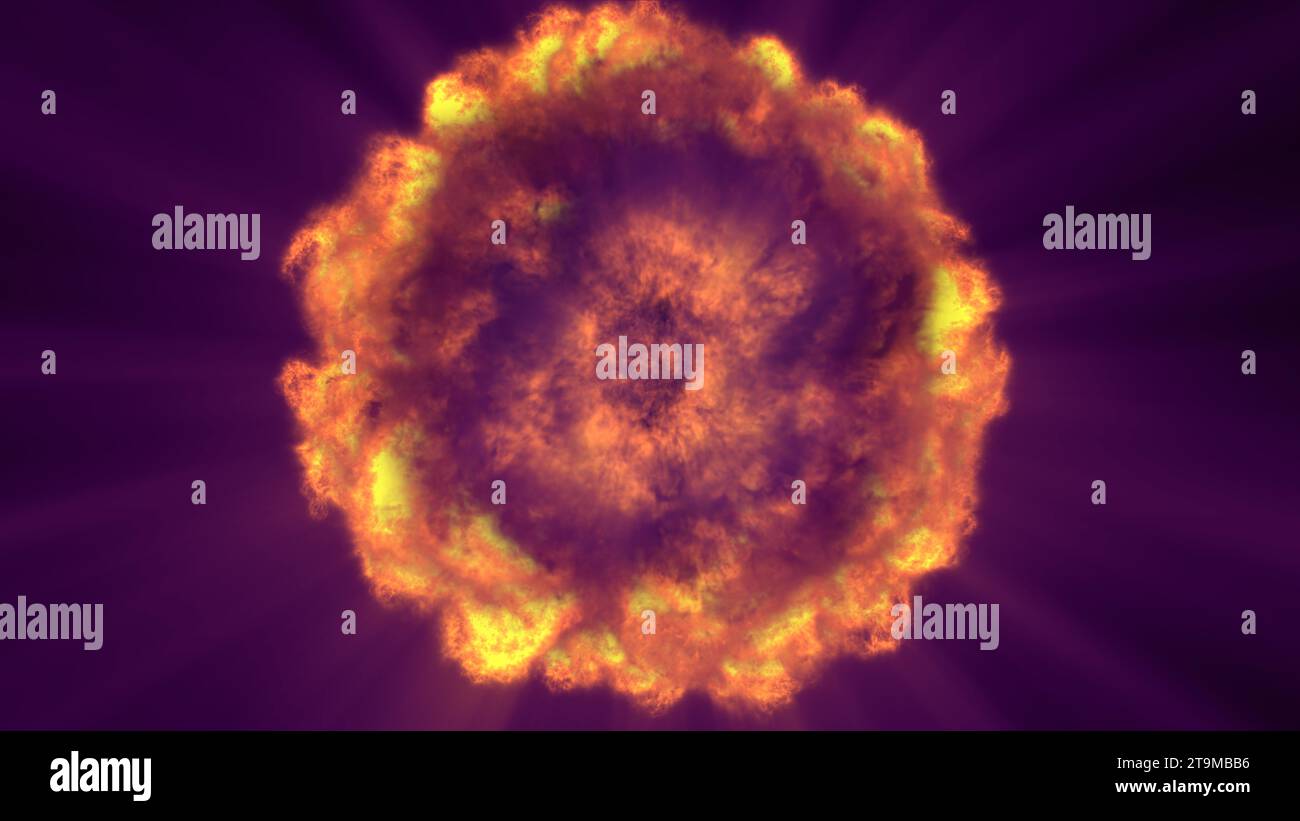 fire flame ball explosion in space, abstract illustration Stock Photo ...
