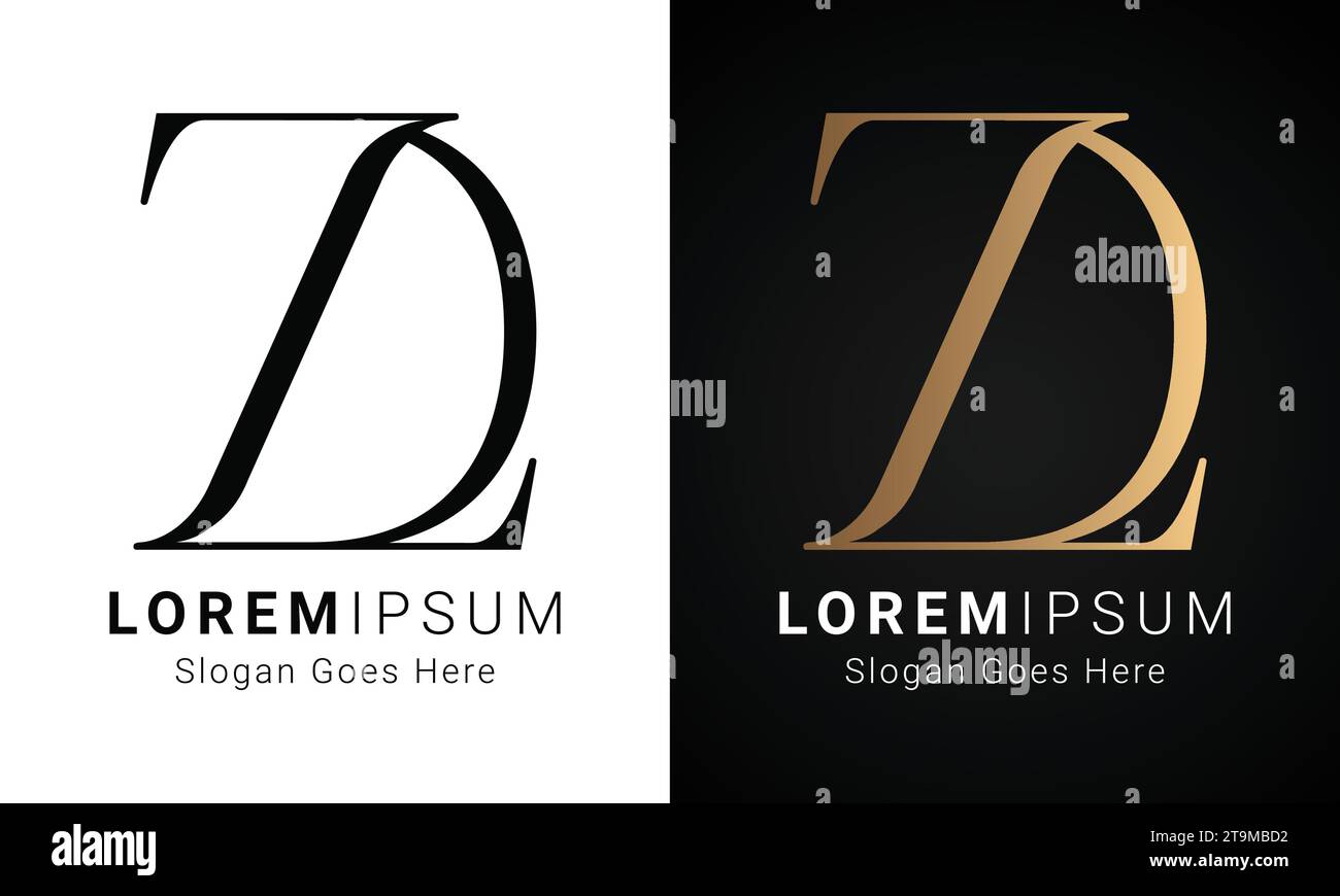Luxury Initial ZD or DZ Monogram Text Letter Logo Design Stock Vector ...